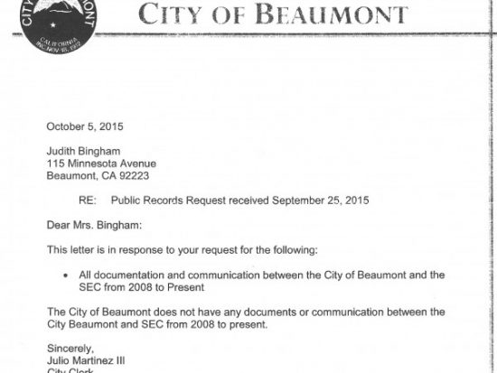 Intro Letter to SEC – BeaumontGate.org